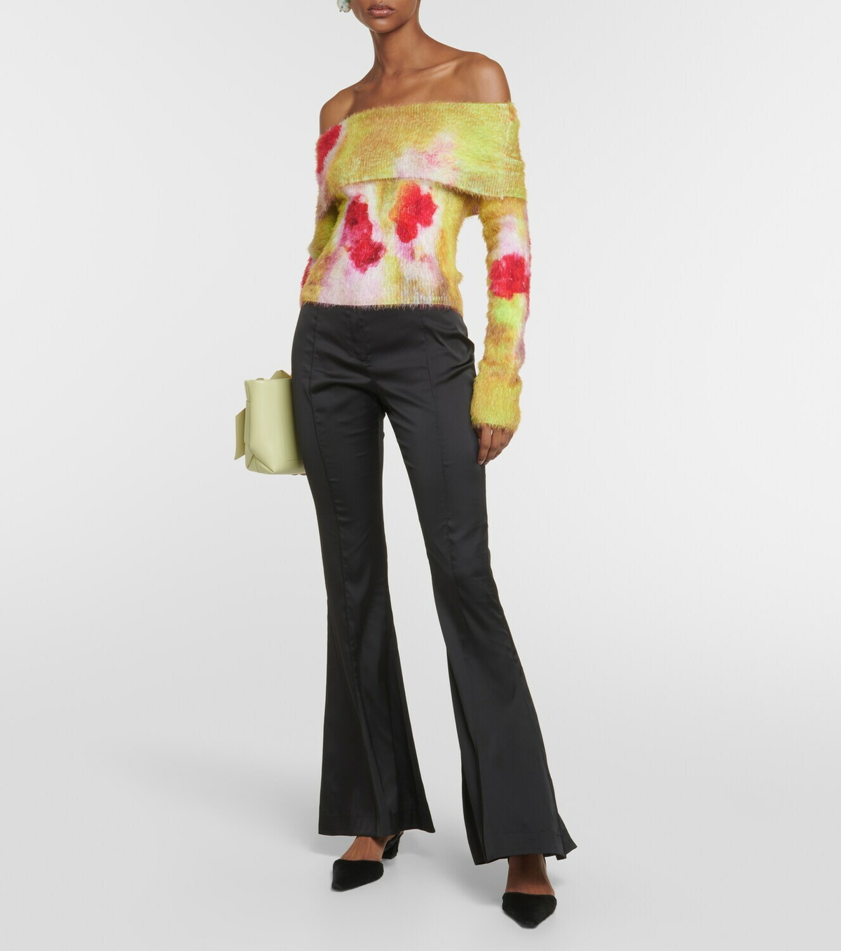 Acne Studios Floral off-shoulder knit sweater Acne Studios