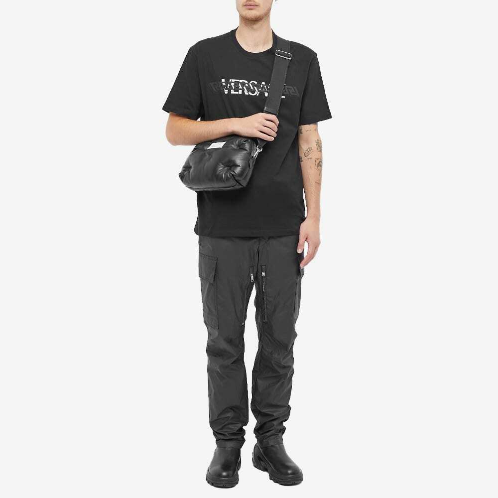 Versace Men's Greca Logo Text T-Shirt in Black Versace