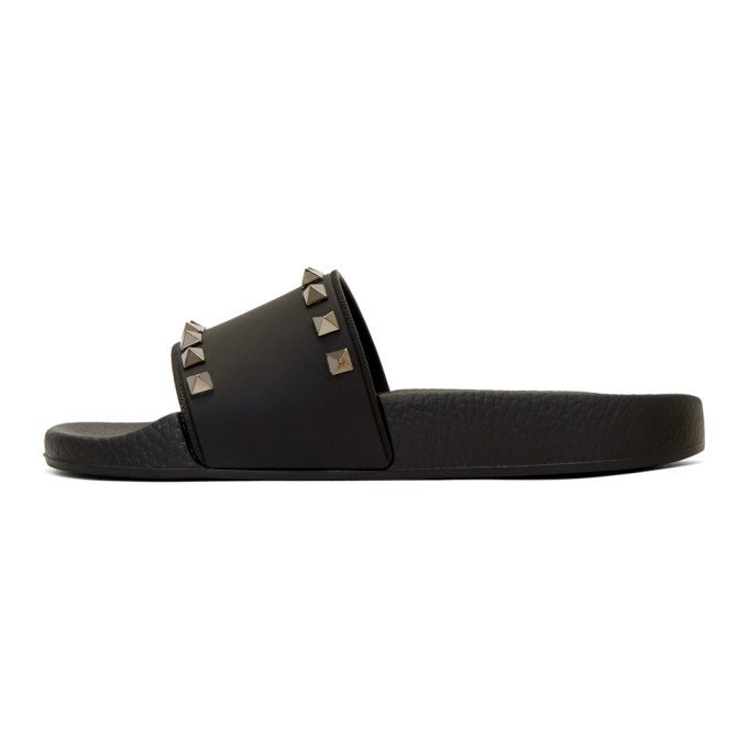 Valentino Black Valentino Garavani Rockstud Pool Slides Valentino Garavani