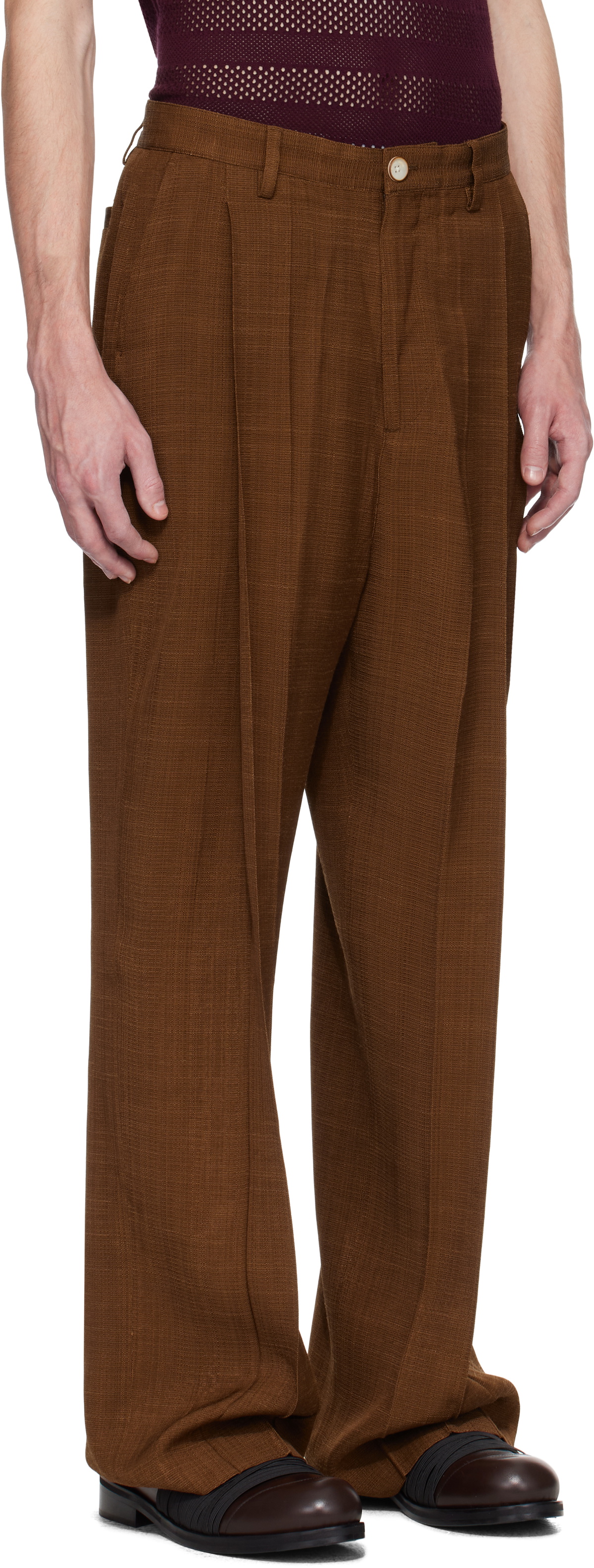 CMMN SWDN Brown Mari Deep Pleat Trousers CMMN SWDN
