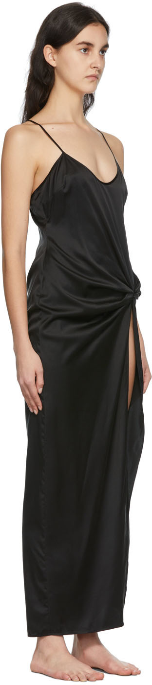 SKIMS Black Silk Sleep High-Slit Slip Dress SKIMS