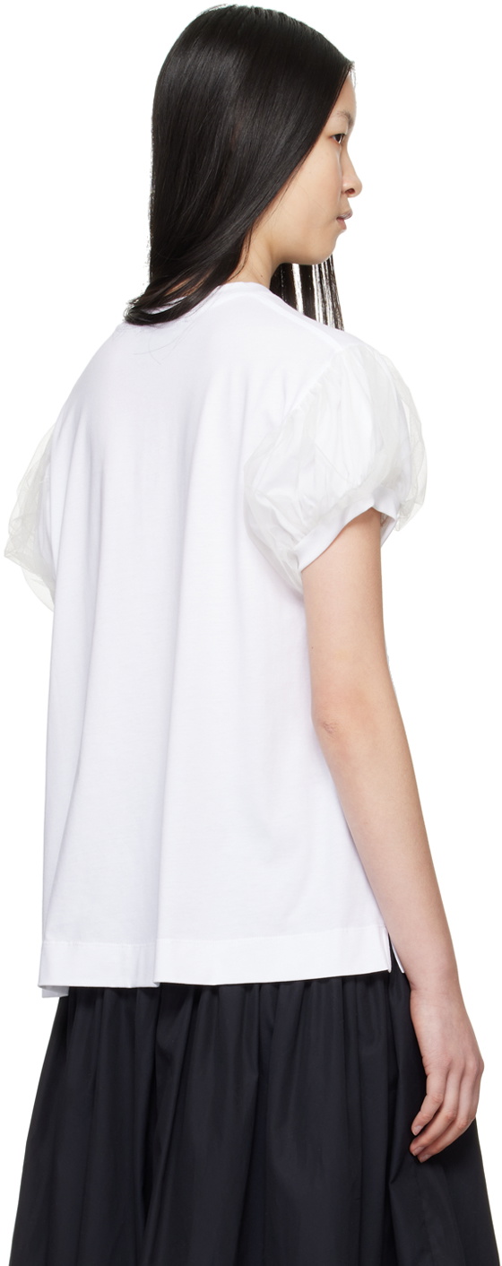 Simone Rocha White Tulle Overlay Puff Sleeve T-Shirt Simone Rocha