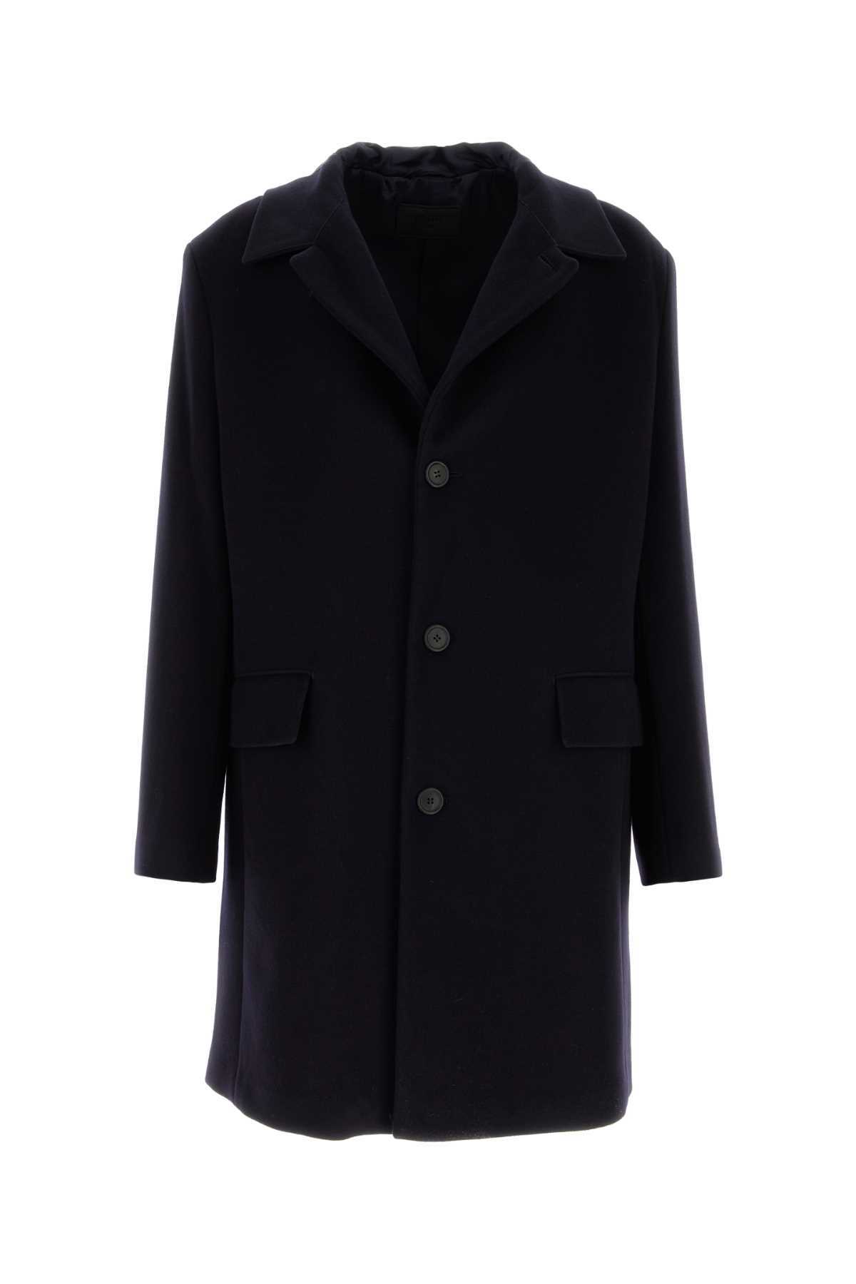 Prada Midnight Blue Wool Blend Coat Prada