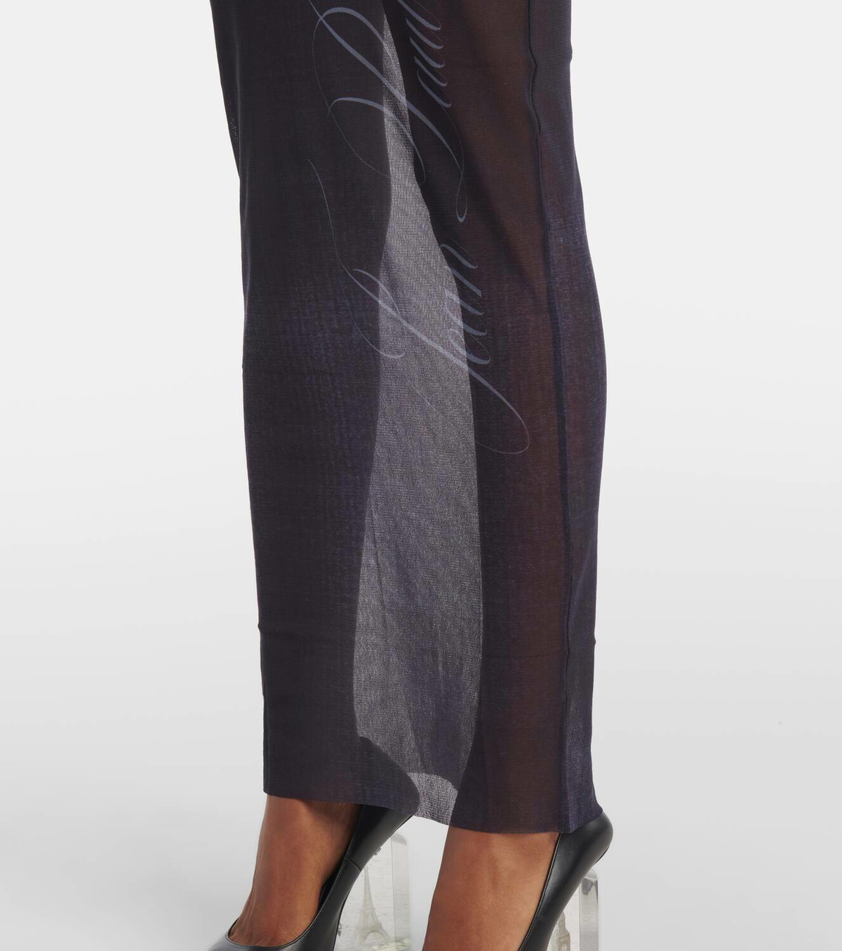 Jean Paul Gaultier La Male printed mesh maxi dress Jean Paul Gaultier