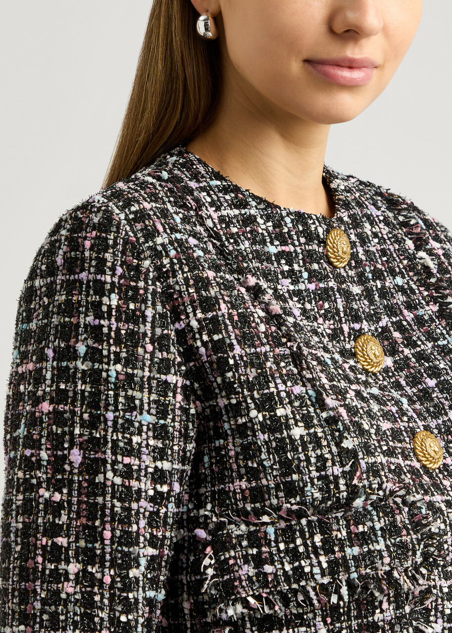 Balmain Metallic Tweed Bomber Jacket Multicoloured 1 Balmain