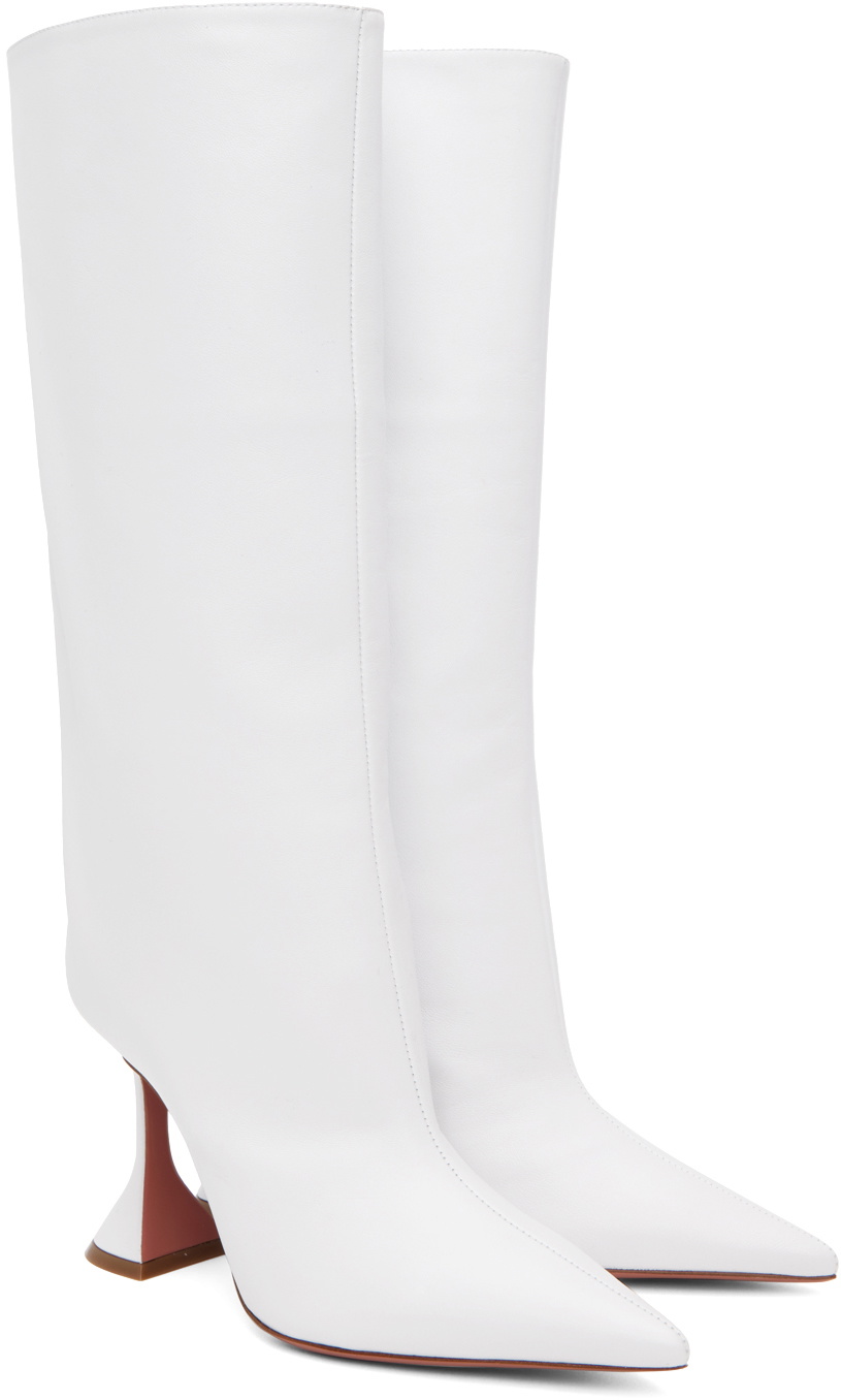 Amina Muaddi White Fiona Heeled Boots Amina Muaddi