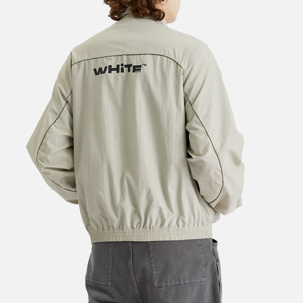 Off-White Men's Off Shared Nylon Track Top in Light Grey Off-White