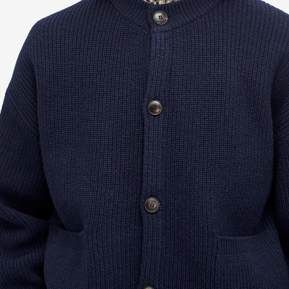 FrizmWORKS Men's Heavy Wool Round Cardigan in Navy FrizmWORKS