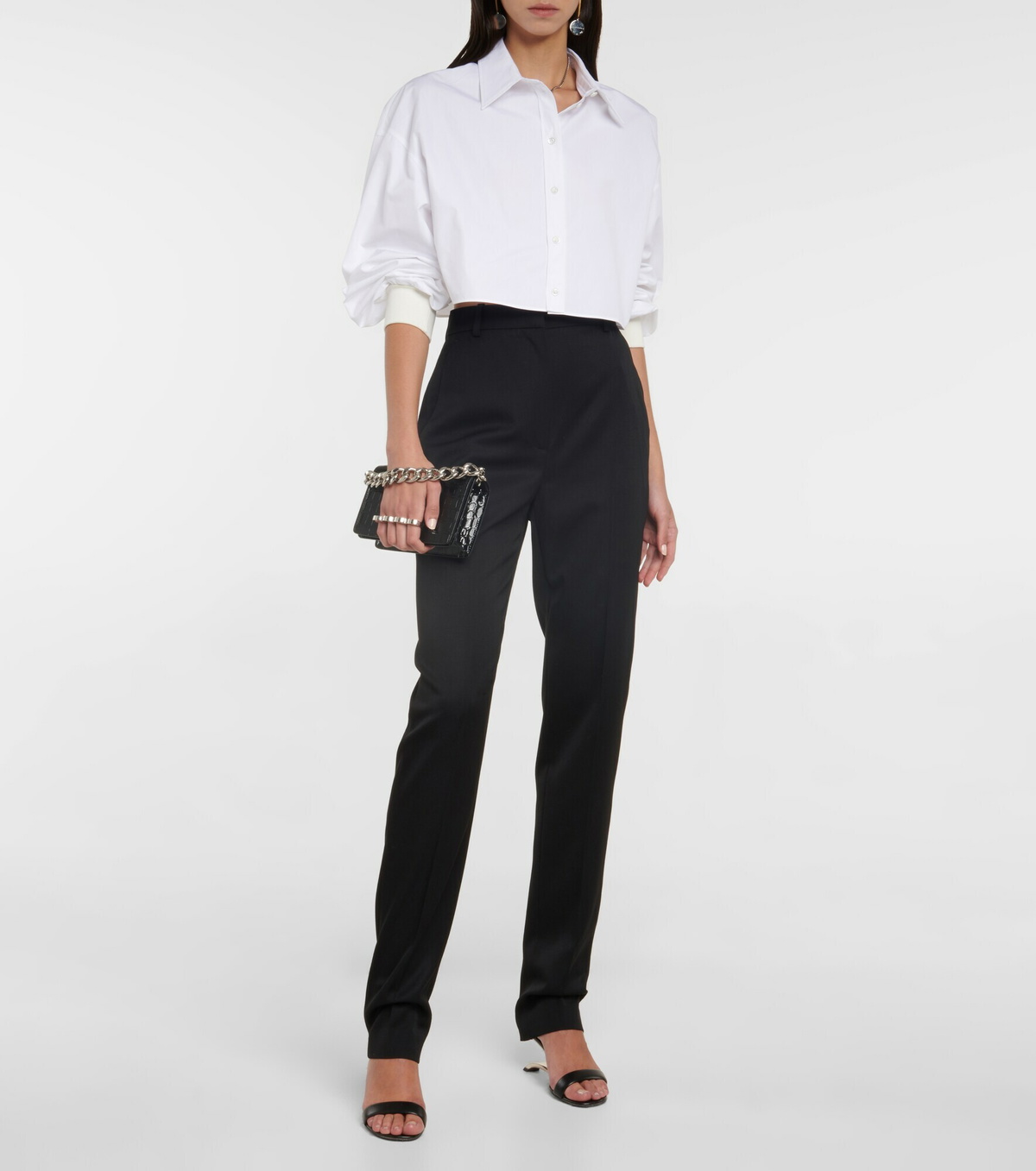 Alexander McQueen - High-rise tapered wool hopsack pants Alexander McQueen