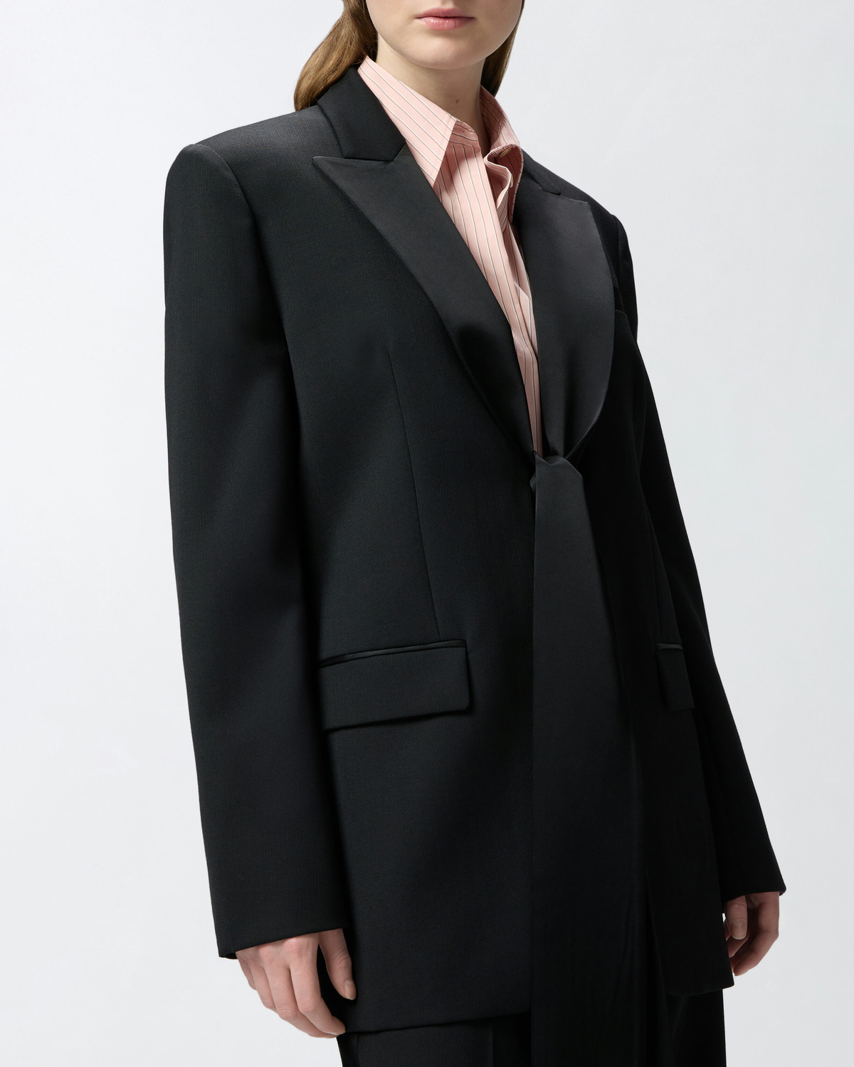 Pinko Oversized Wool Blazer With Satin Collar Limo Black Pinko