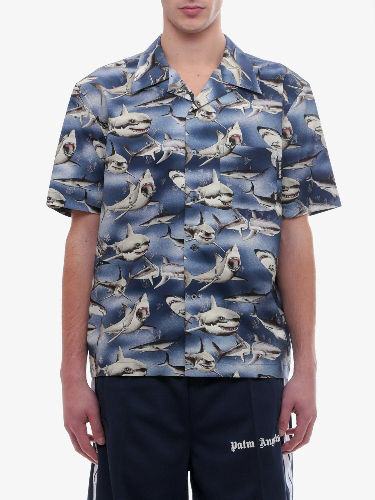 Palm Angels Shirt Blue Mens Palm Angels Palm Angels Shirt Blue Mens Palm Angels