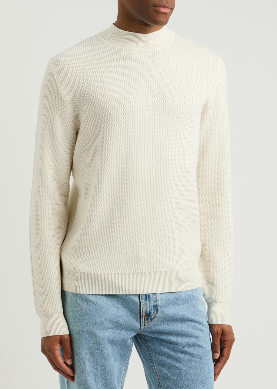 Boss Textured Wool-blend Jumper Beige BOSS
