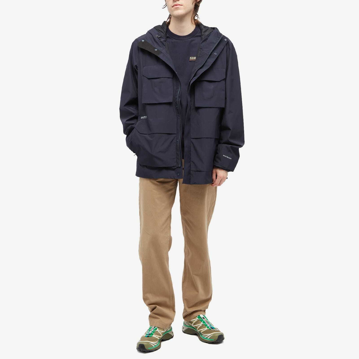 Napapijri Men's Iaato Patch Logo T-Shirt in Blue Marine Napapijri