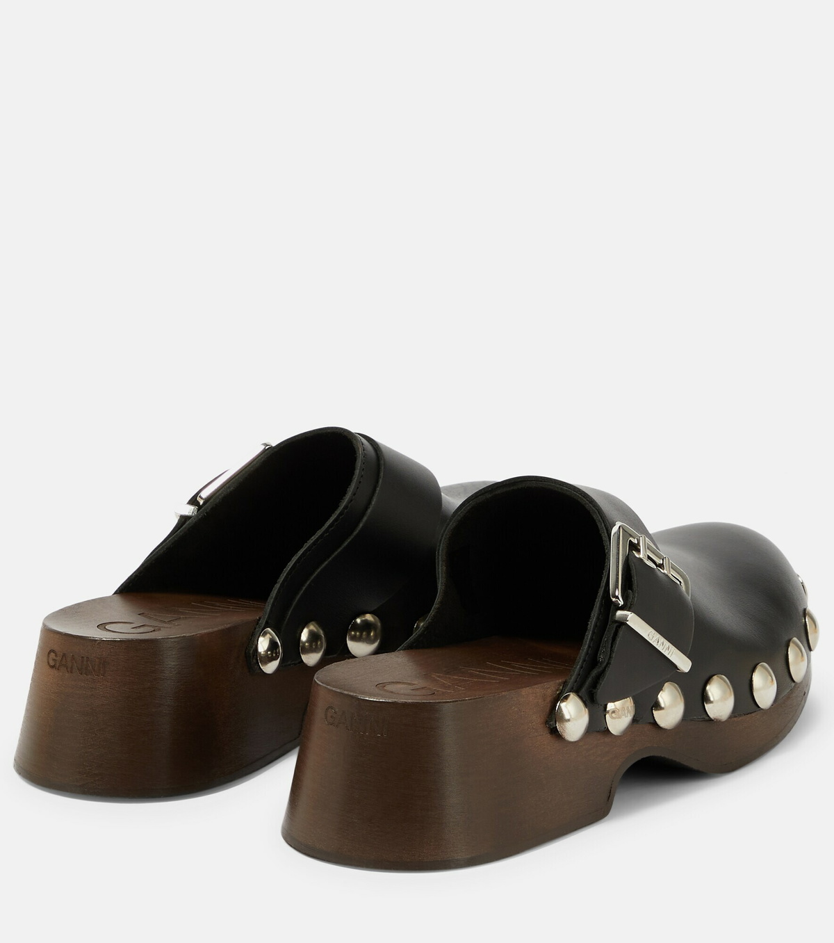 Ganni - Embellished leather clogs GANNI