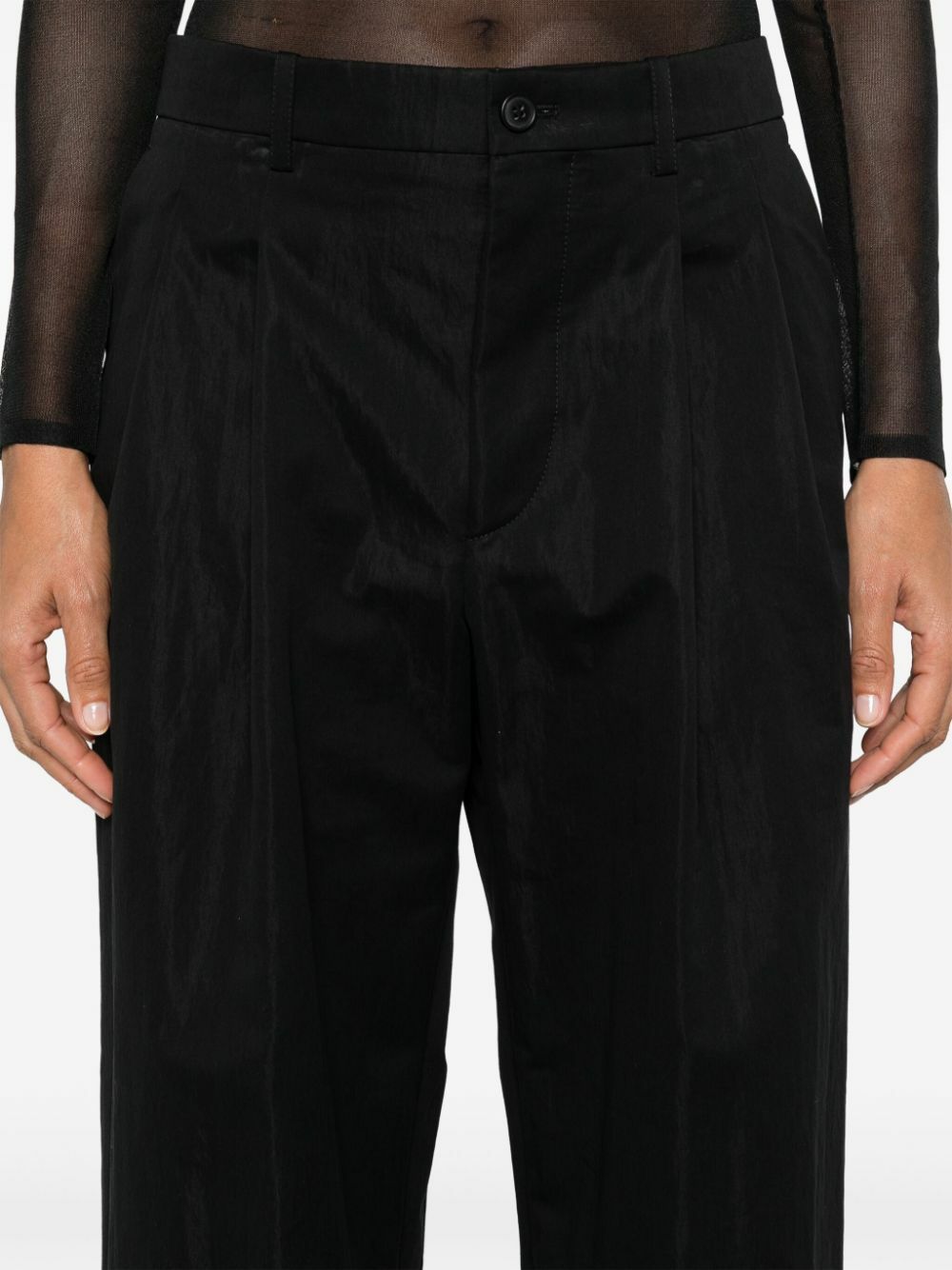 WARDROBE.NYC Black Micro Pleated Tailored Trousers WARDROBE.NYC