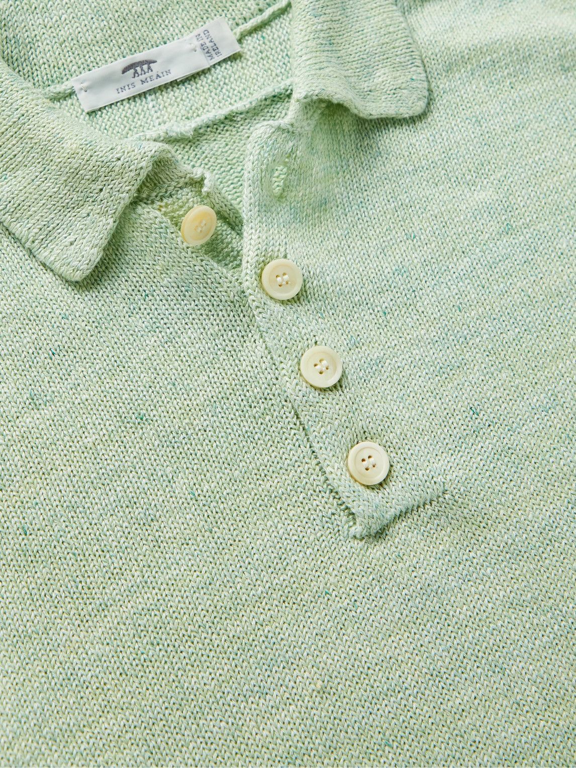 Inis Meáin - Donegal Linen Polo Shirt - Green Inis Meáin