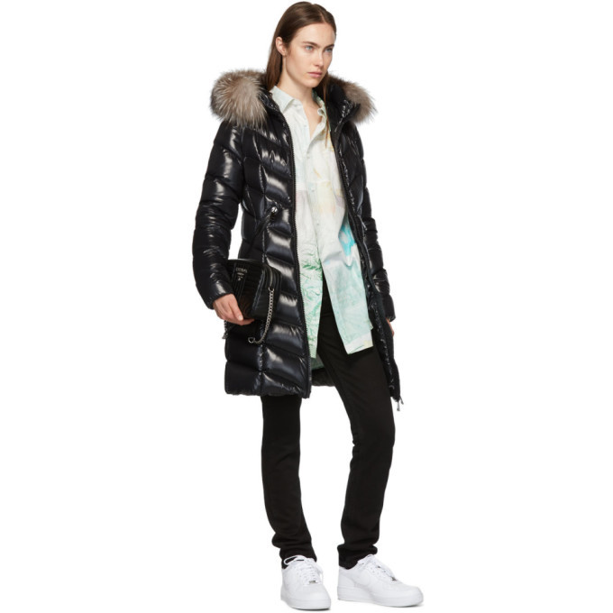 Moncler Black Down and Fur Fulmarus Coat Moncler