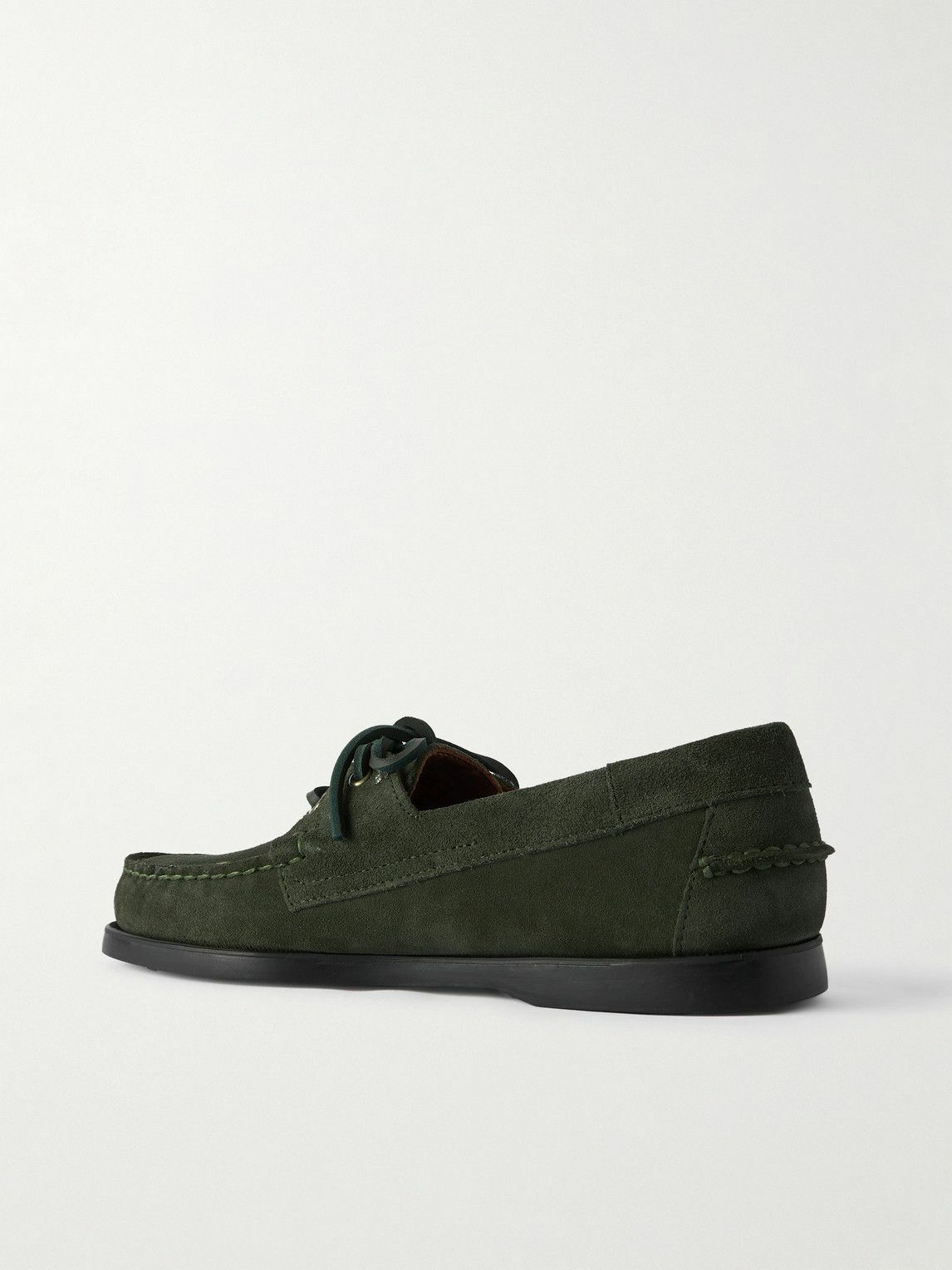 Sebago - Docksides Portland Leather-Trimmed Suede Boat Shoes - Green Sebago