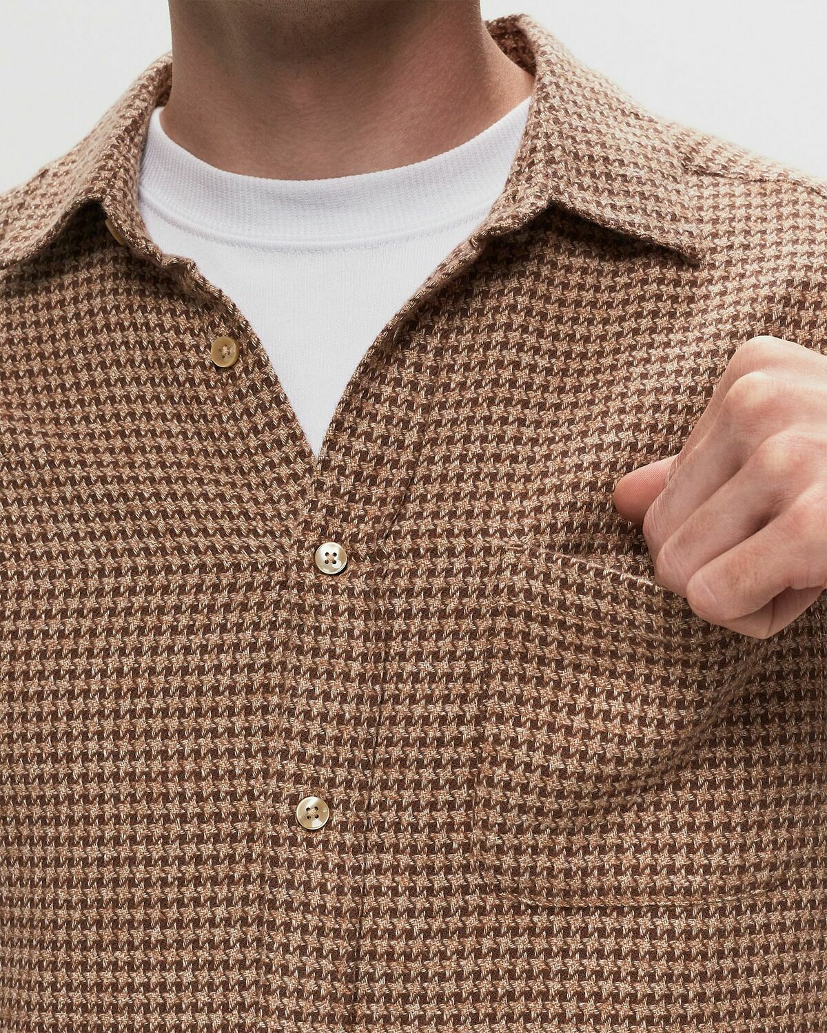 Portuguese Flannel Abstract Pied Poule Brown Longsleeves Portuguese Flannel
