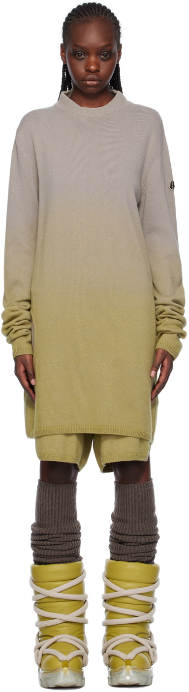 Rick Owens Taupe & Green Moncler Edition Sweater Rick Owens