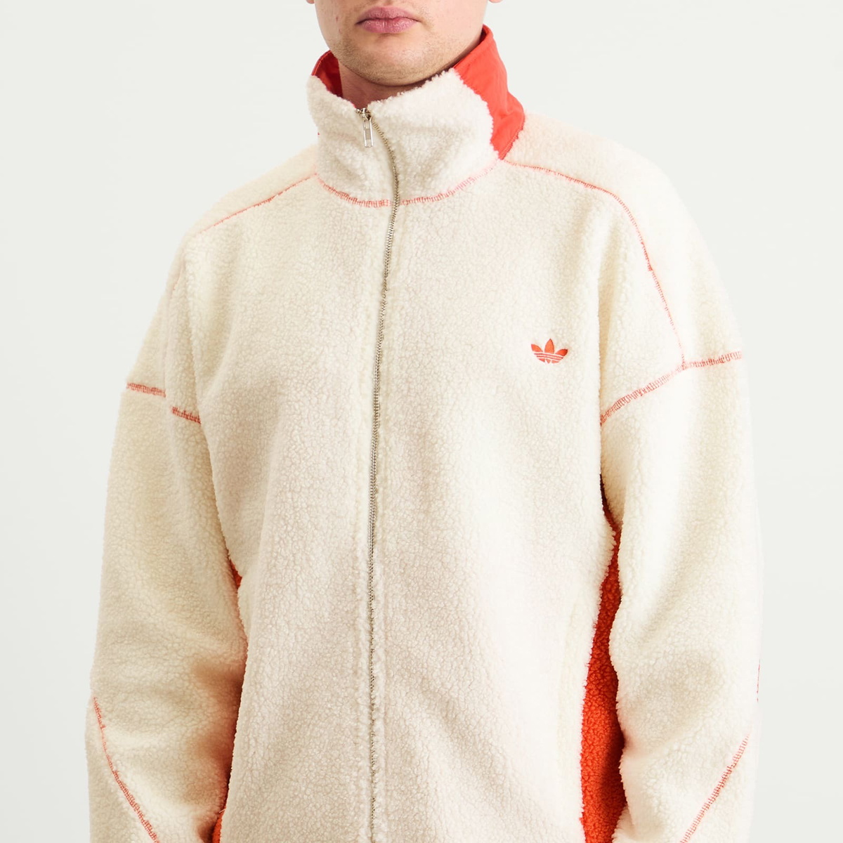 Adidas Men's OG LA Polar Jacket in Off White/Preloved Red adidas