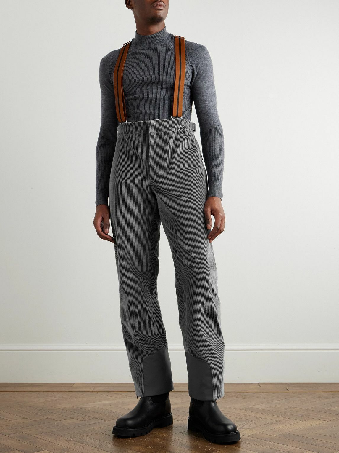 Zegna - Wide-Leg Cotton-Blend Corduroy Ski Salopettes - Gray Zegna