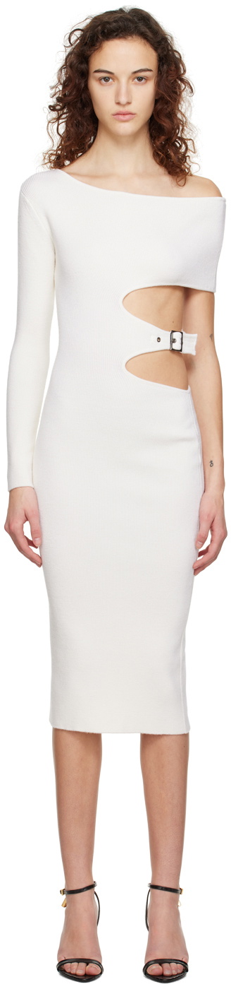 TOM FORD Off-White Rib Midi Dress TOM FORD