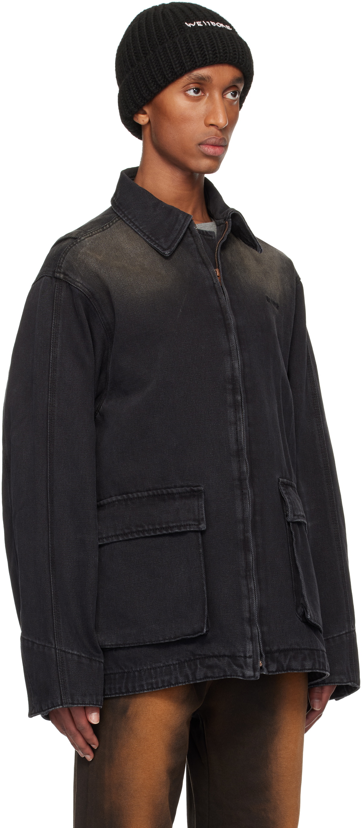 We11done Black Classic Washed Denim Jacket We11done