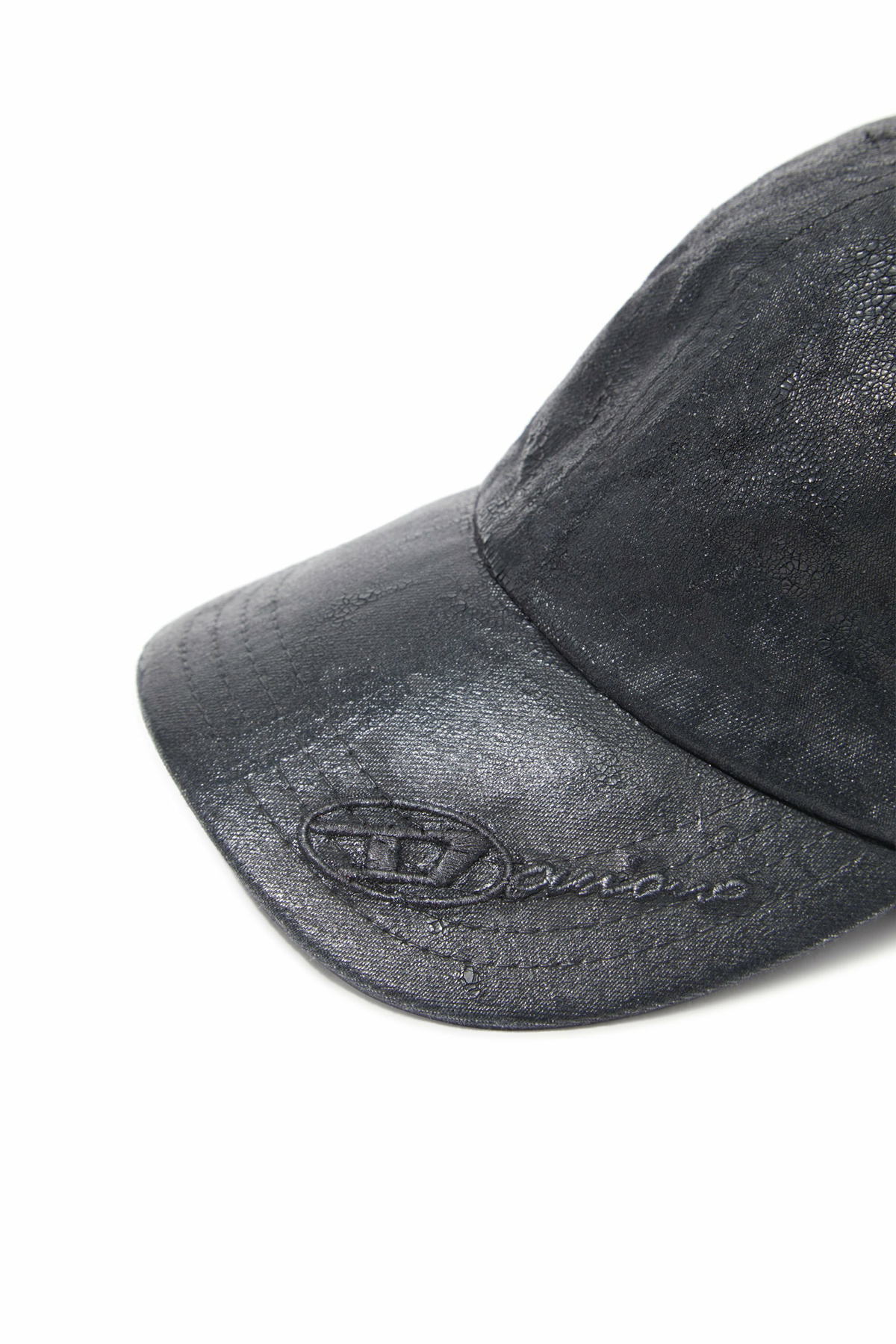 Diesel Baseball cap in coated denim - Caps - Unisex - Black Diesel