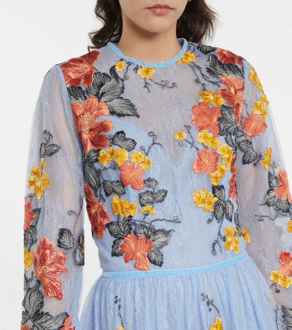 Costarellos Liana floral-embroidered lace gown Costarellos