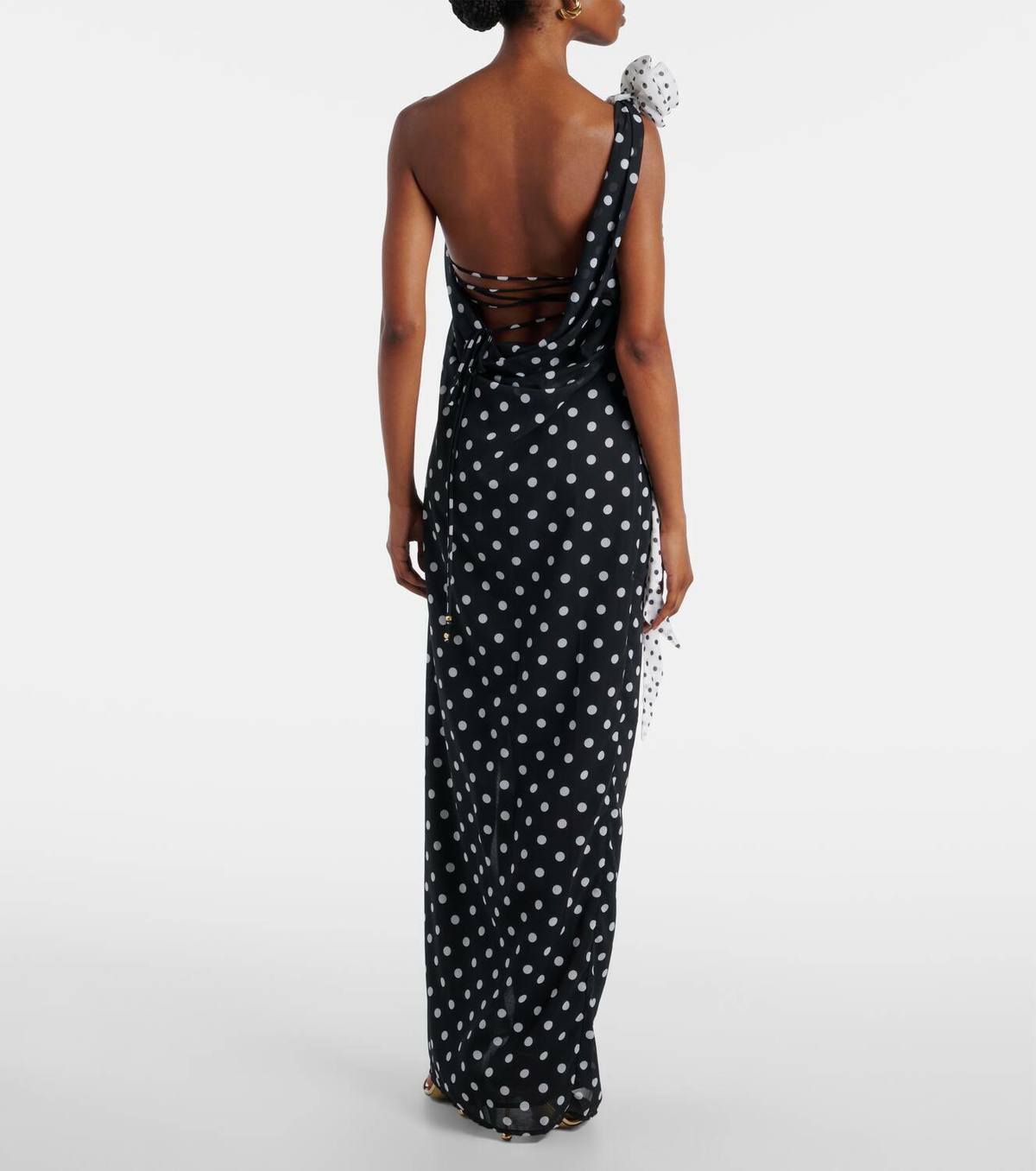 Bananhot Louise polka-dot one-shoulder maxi dress Bananhot