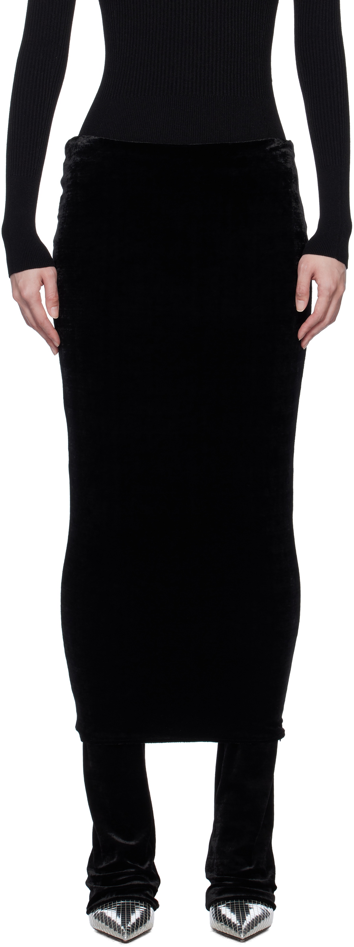 ALAÏA Black Velvet Maxi Skirt ALAÏA