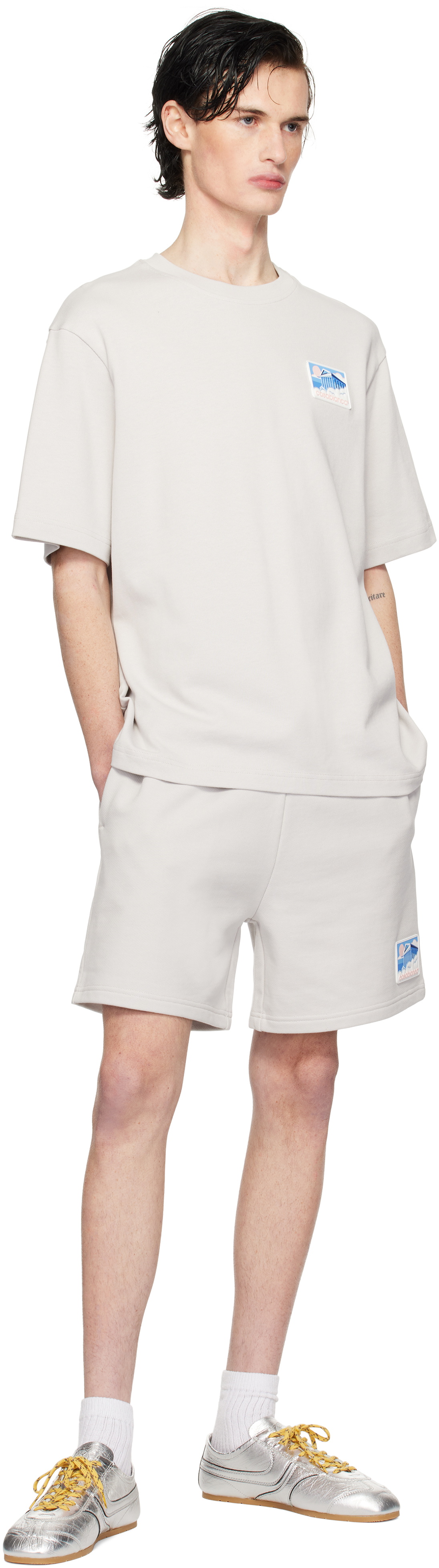 Casablanca Gray Greek Temple Patch T-shirt Casablanca