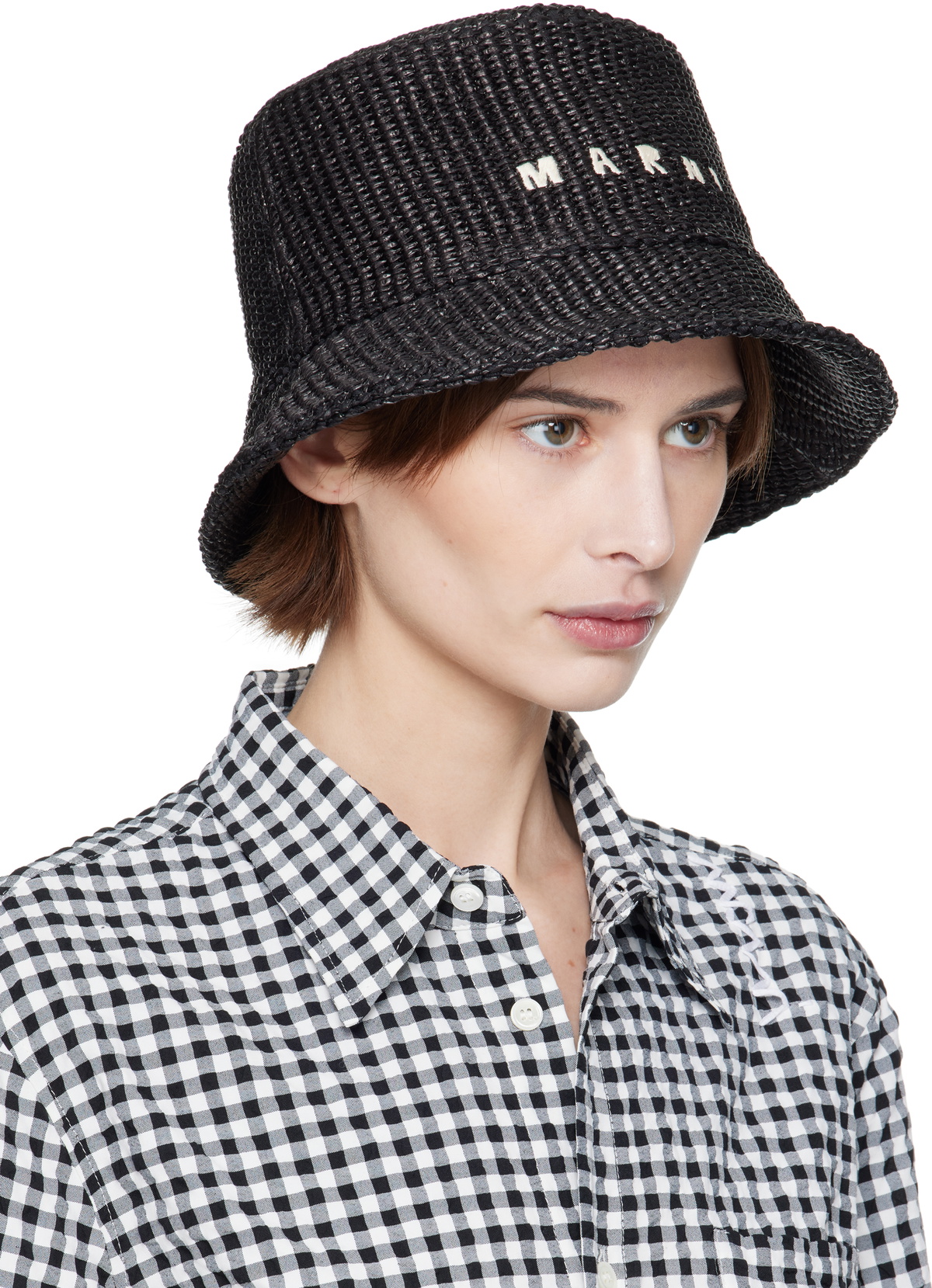 Marni Black Rafia Bucket Hat Marni