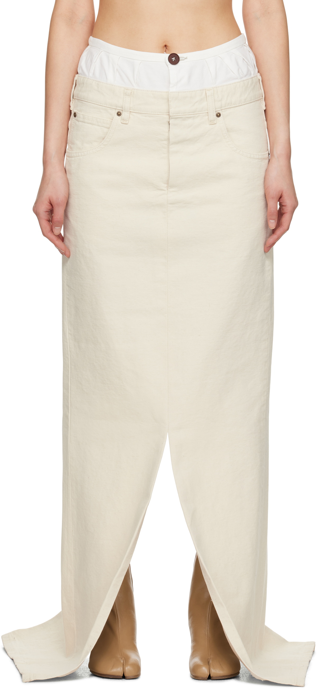 Maison Margiela Beige 'Anonymity Of The Lining' Denim Maxi Skirt Maison ...
