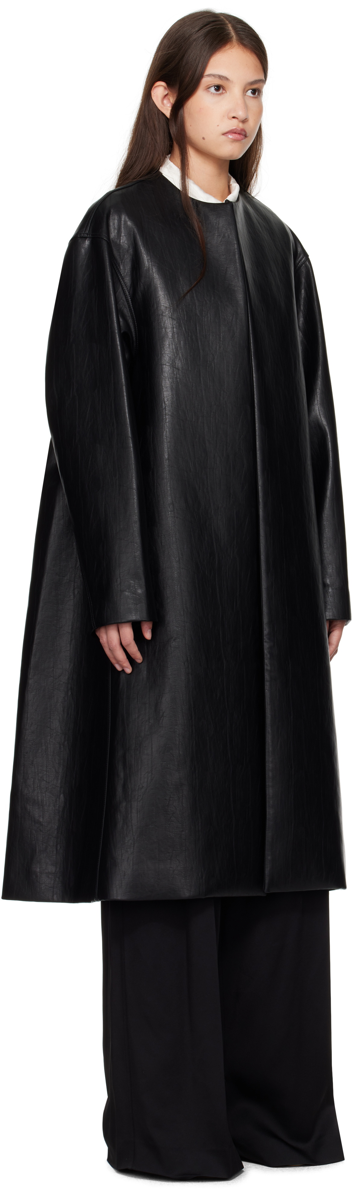 GIA STUDIOS Black Alexis Faux-Leather Coat GIA STUDIOS