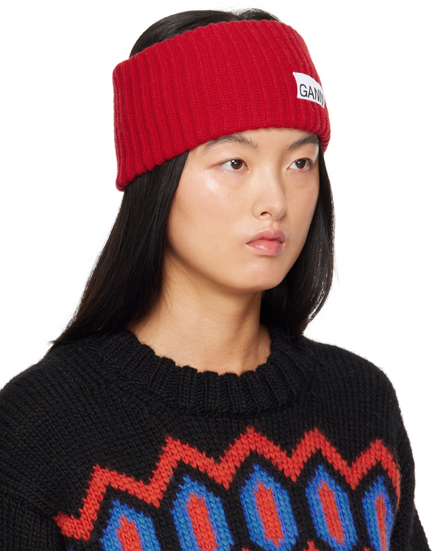 GANNI Red Rib Headband GANNI