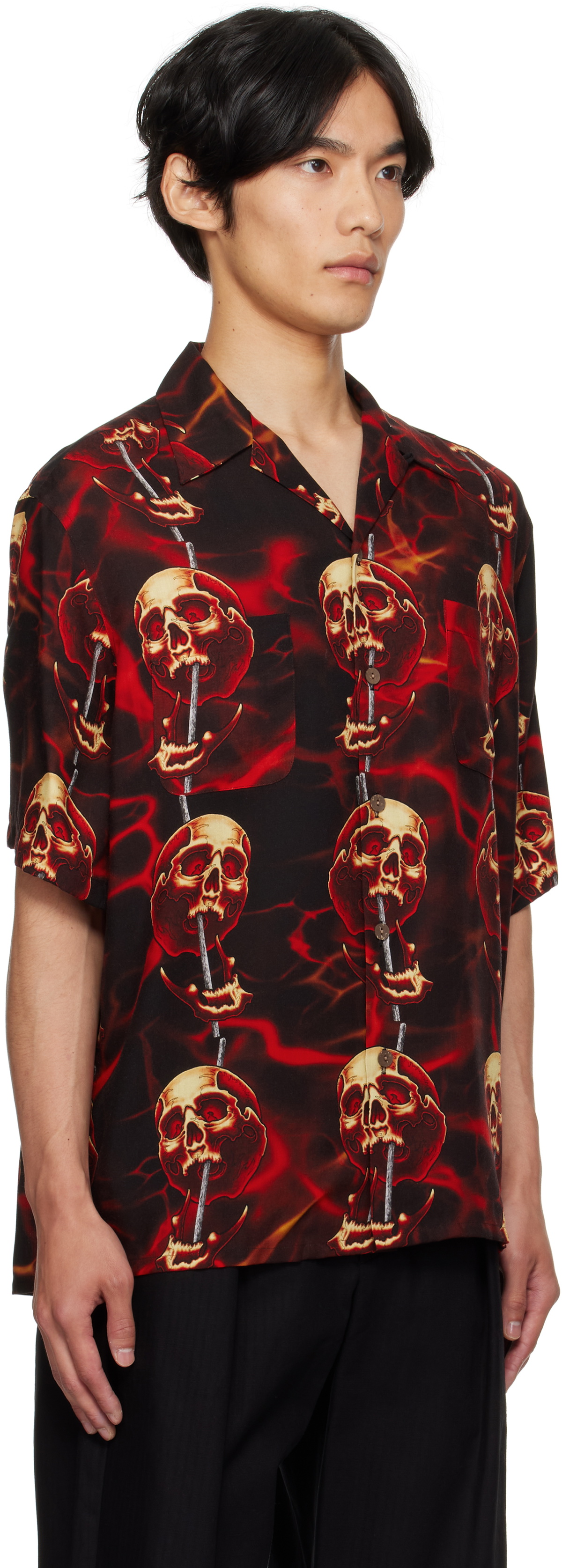 WACKO MARIA Black & Red 56 Tattoo Studio Edition Skull Shirt Wacko Maria