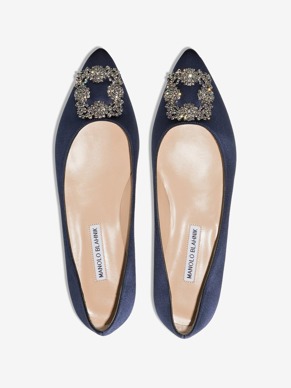 Manolo Blahnik Blue Hangisi Crystal Satin Pumps Manolo Blahnik
