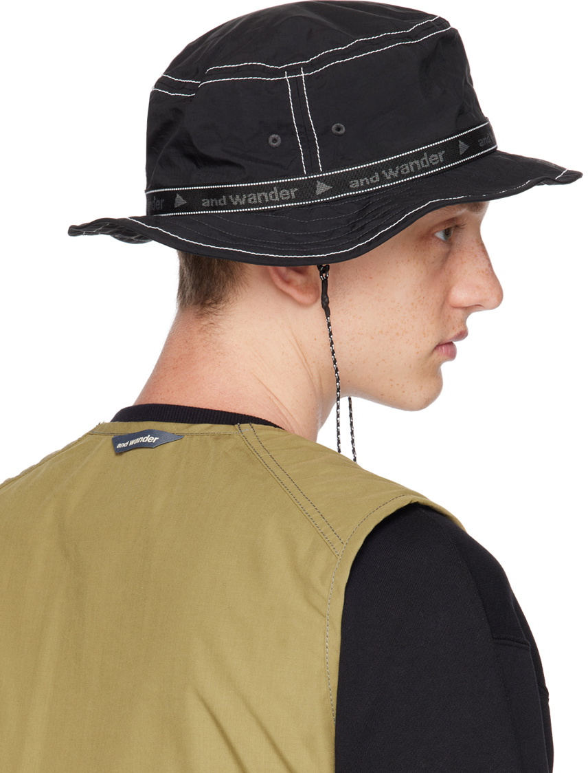 and wander Black JQ Tape Bucket Hat and Wander