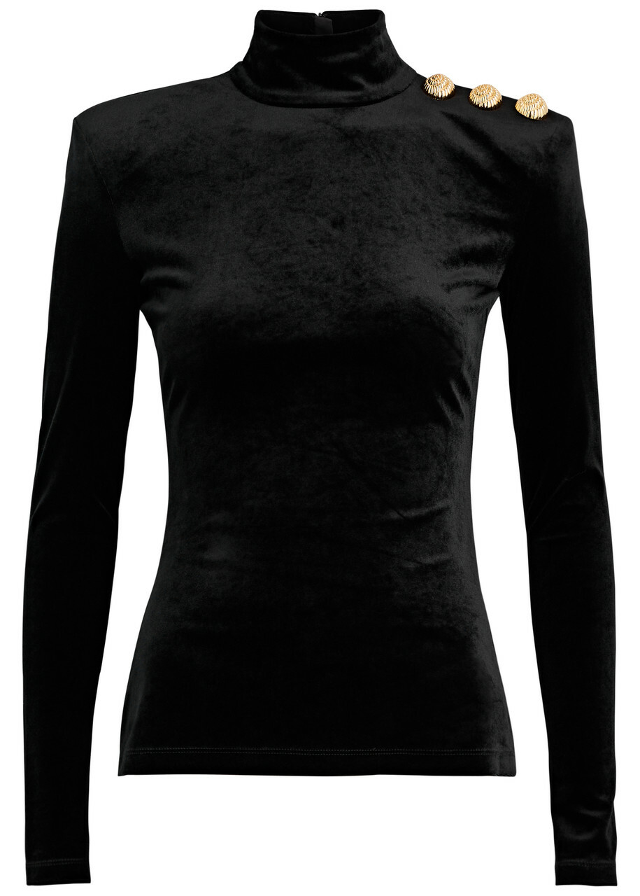Balmain High-neck Velvet top Black Balmain