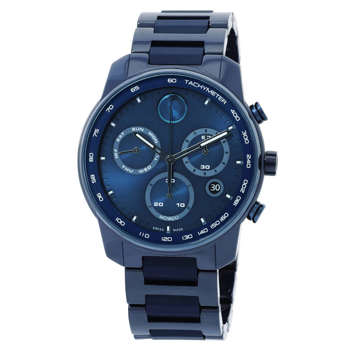 Movado Bold Verso Chronograph Quartz Blue Dial Mens Watch 3601117 Movado
