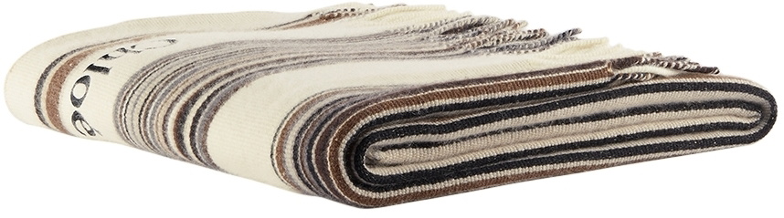 Chloé Beige Striped Cashmere Blanket Chloe