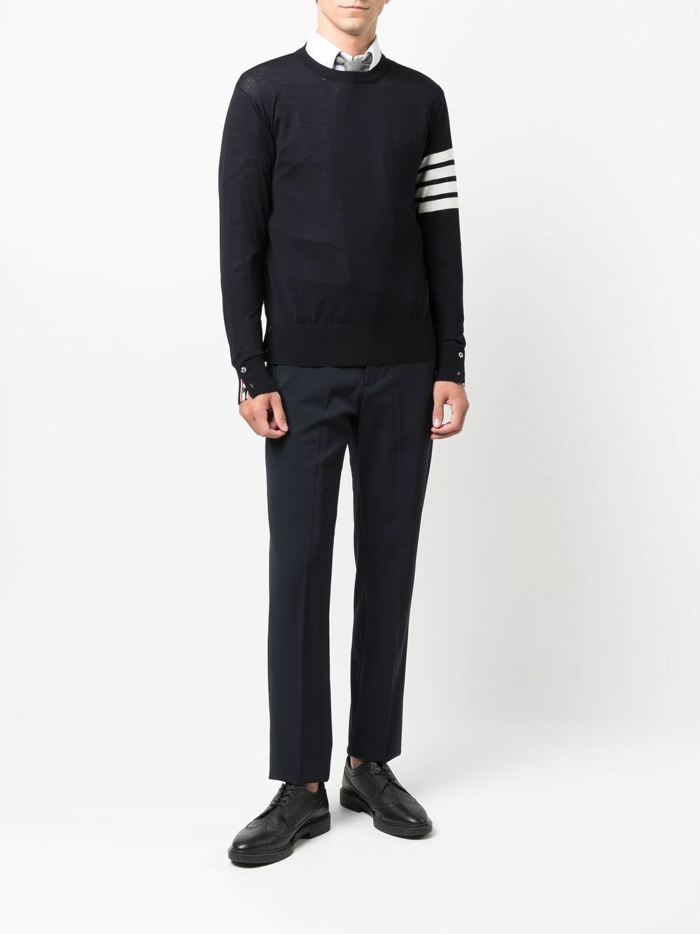Thom Browne Blue 4-Bar Stripe Merino Wool Sweater Thom Browne