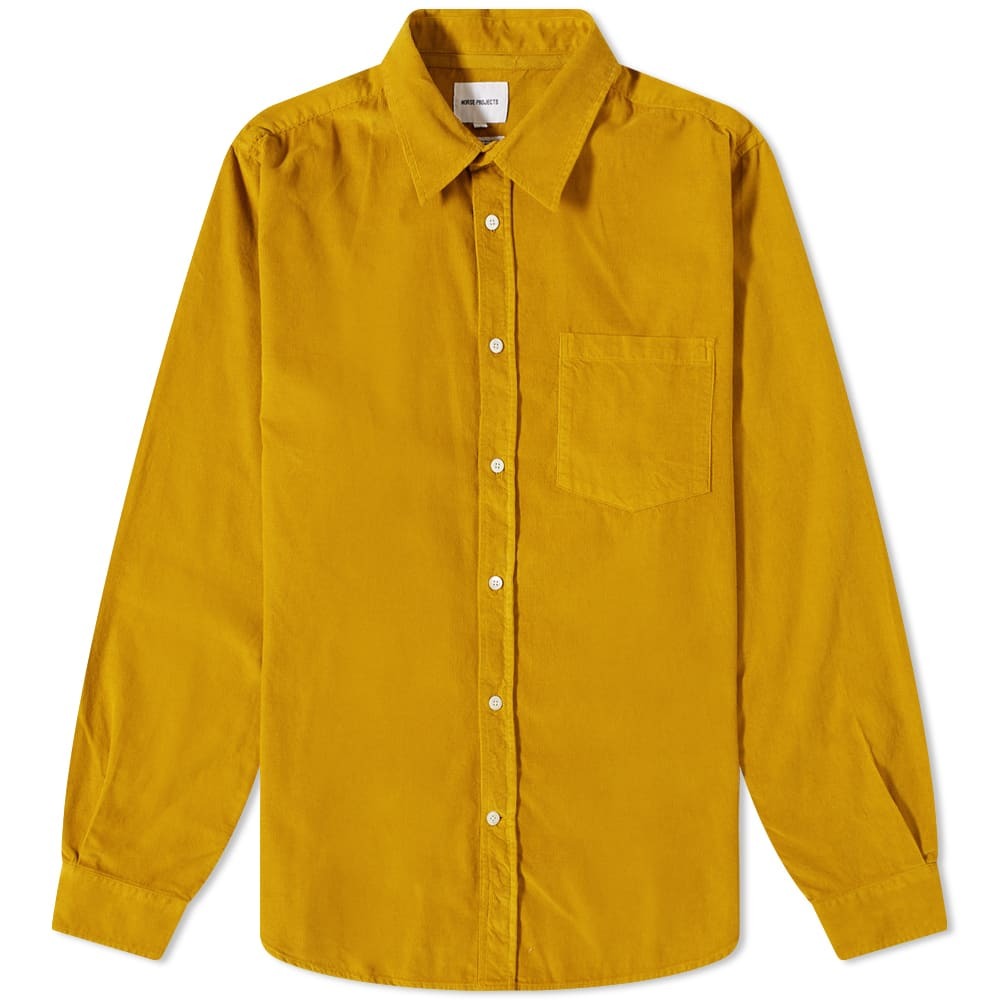 Norse Projects Men's Osvald Cord Shirt in Turmeric Yellow Norse Projects