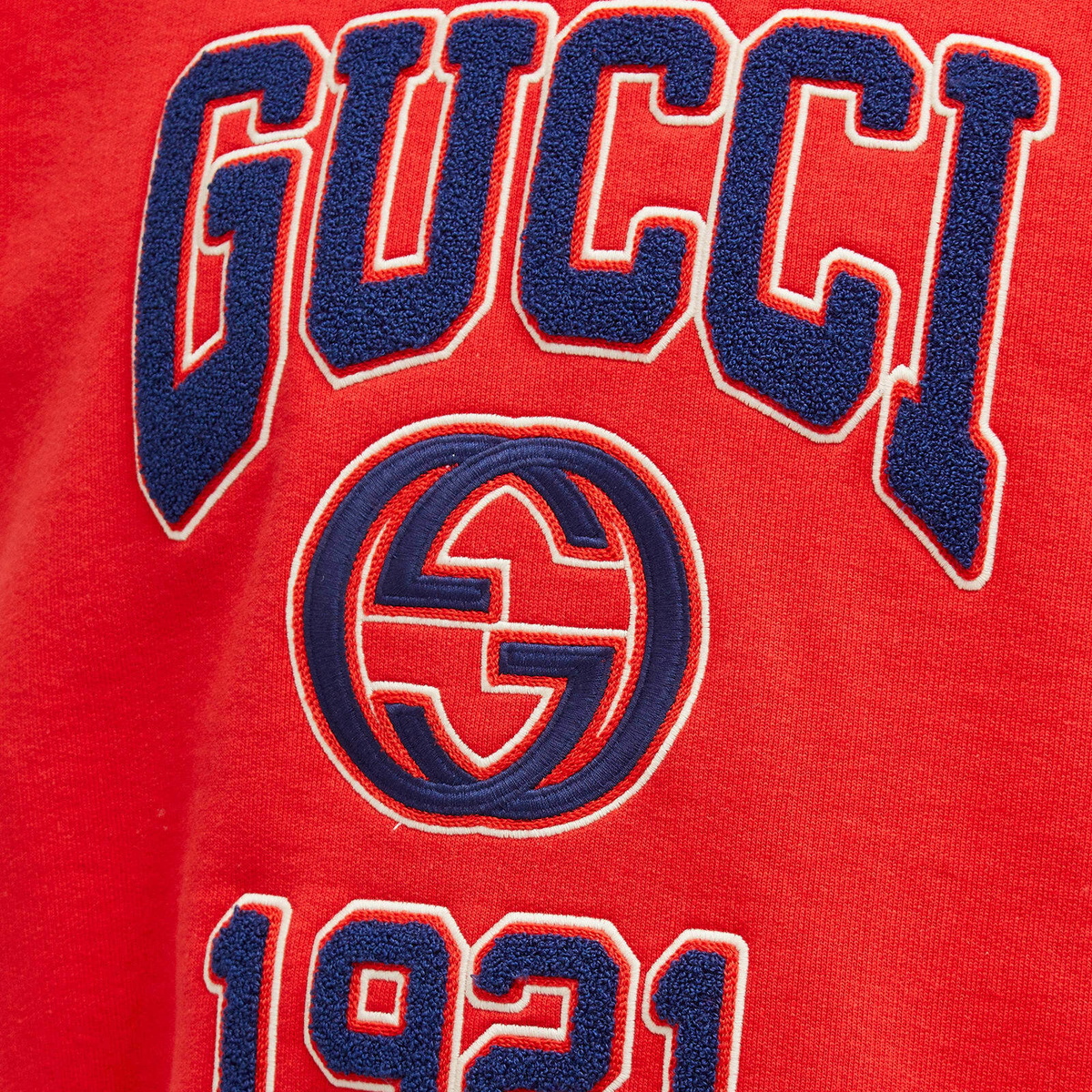 Gucci Men's College Logo Crew Neck Sweat in Live Red Gucci