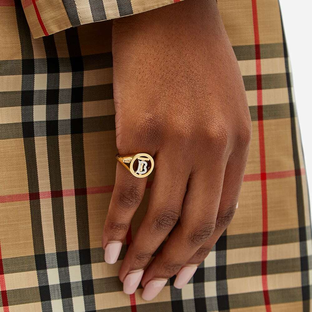 Burberry Women's Delicate Tb Signet Ring in Light Grey/Palladio Burberry