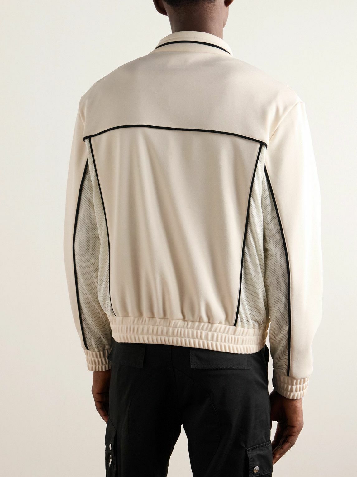 CELINE - Logo-Embroidered Mesh-Trimmed Jersey Track Jacket - Neutrals ...