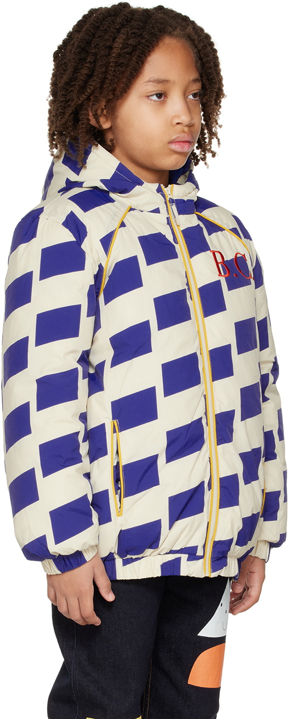 Bobo Choses Kids Blue & Off-White Checker All Over Puffer Jacket Bobo ...