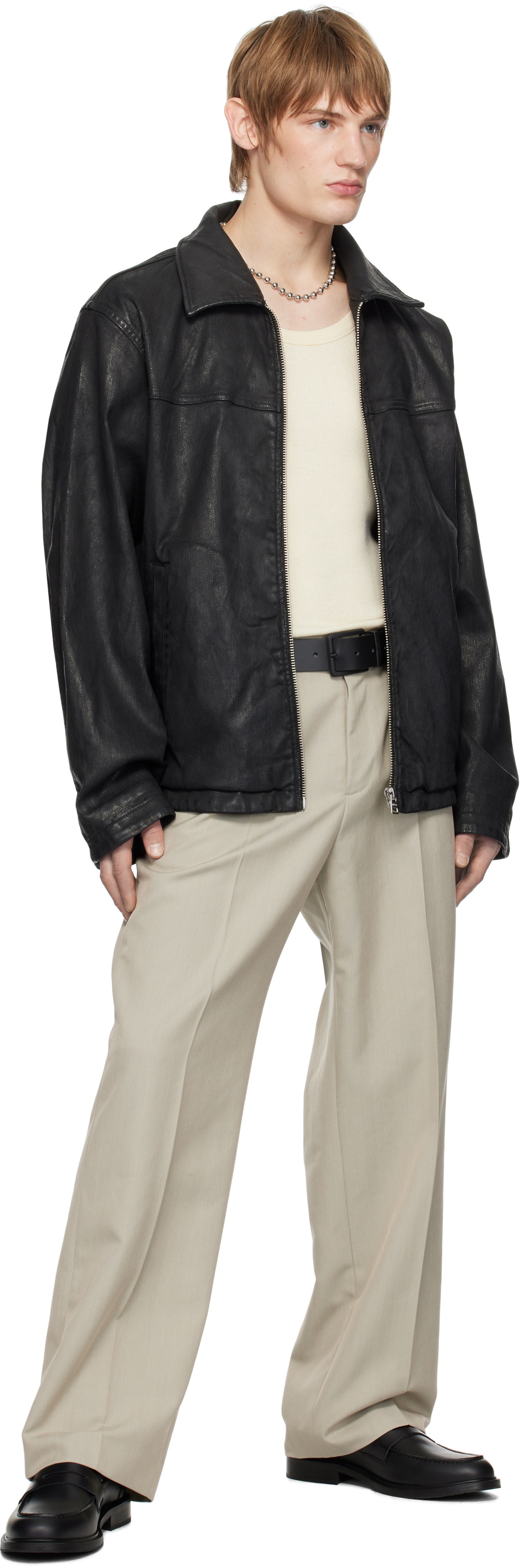 Hugo Black Coated Denim Jacket Hugo Boss